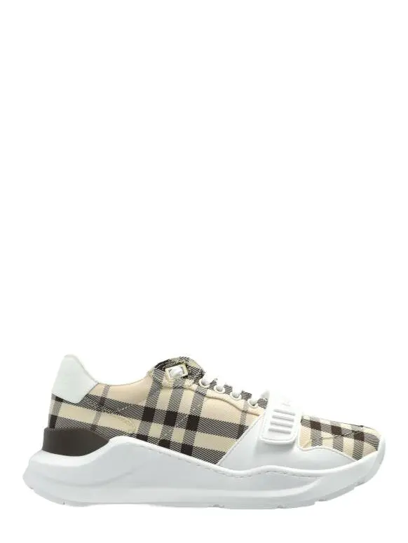 Burberry Checked Lace-up Sneakers - Light Beige Check