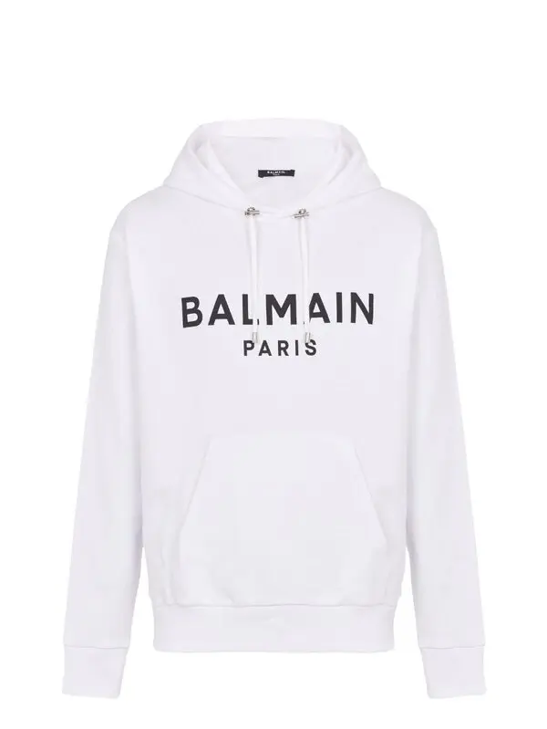 Balmain Paris Hooded Sweatshirt With Logo Print - White