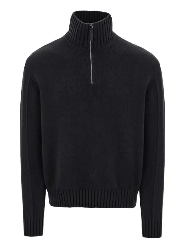 FERRAGAMO High Neck Zip Pullover - Gray Mixed Color