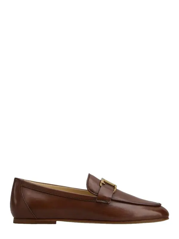 TOD'S T-logo Almond-toe Loafers - Brown