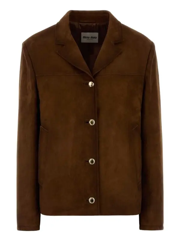 Miu Miu Long-sleeved Button-up Jacket - Brown