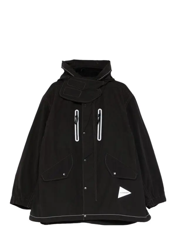 AND WANDER Hooded Casual Jacket With Reflective Stitching - Black