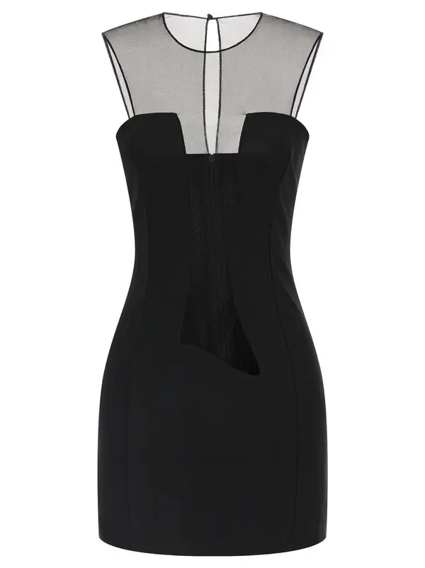 NENSI DOJAKA Sheer Insert Mini Dress - Black