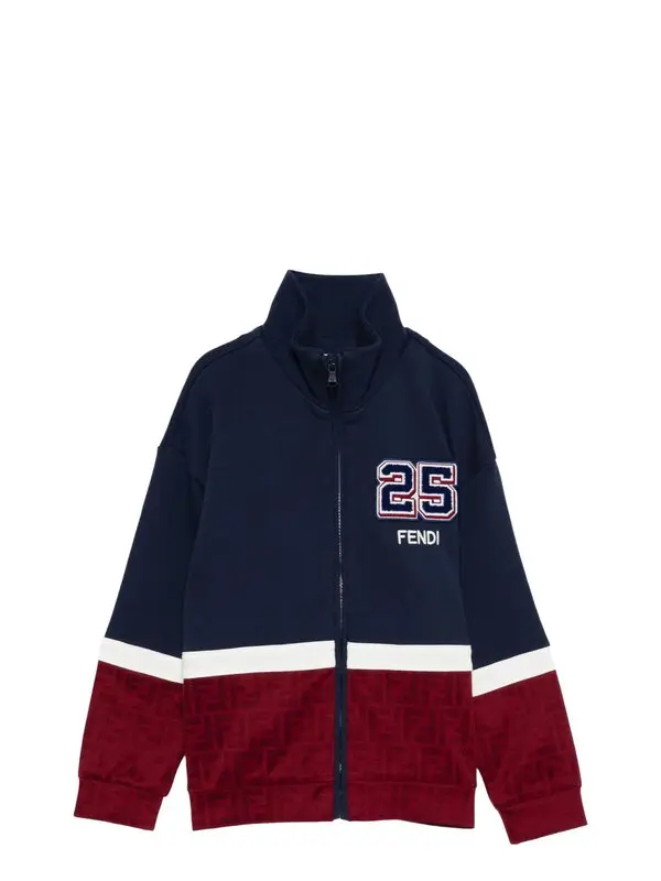Fendi Number Applique Zip-up Sweatshirt - Black