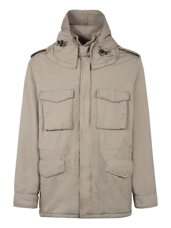 Aspesi Crinkled-finish Patch-pocketed Military Jacket - Nude