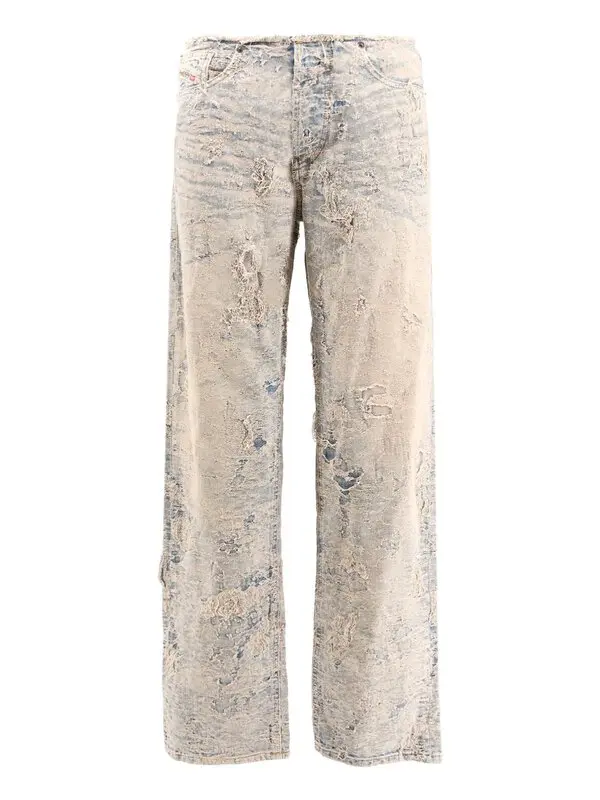 DIESEL® Distressed Logo Patch Jeans - Nude