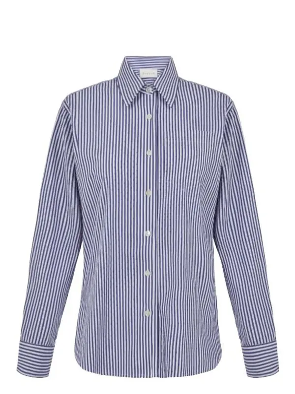 P.a.r.o.s.h Striped Shirt With Classic Collar - Blue