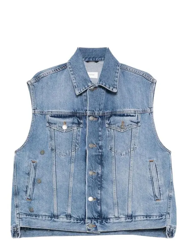 HAIKURE Button-up Denim Vest - Blue