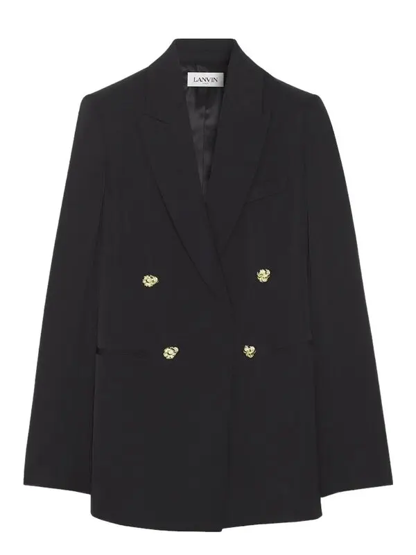 LANVIN Double-breasted Embellished Blazer - Black