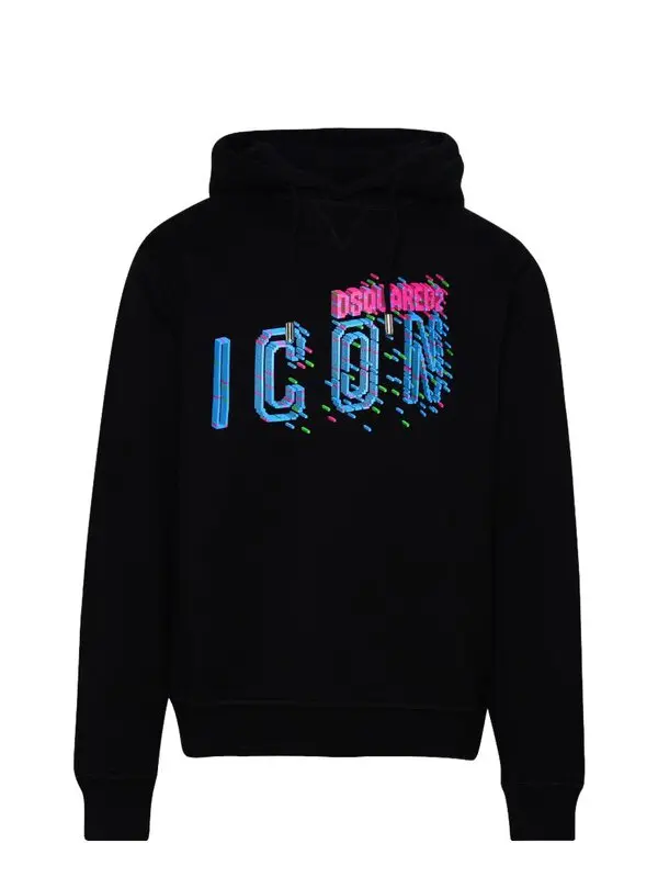 Dsquared2 Icon Printed Drawstring Hoodie - Black