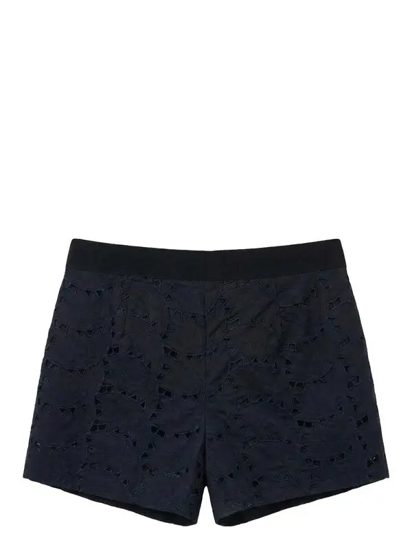 Max Mara Wide-leg Patterned Shorts With Elastic Waist - Black