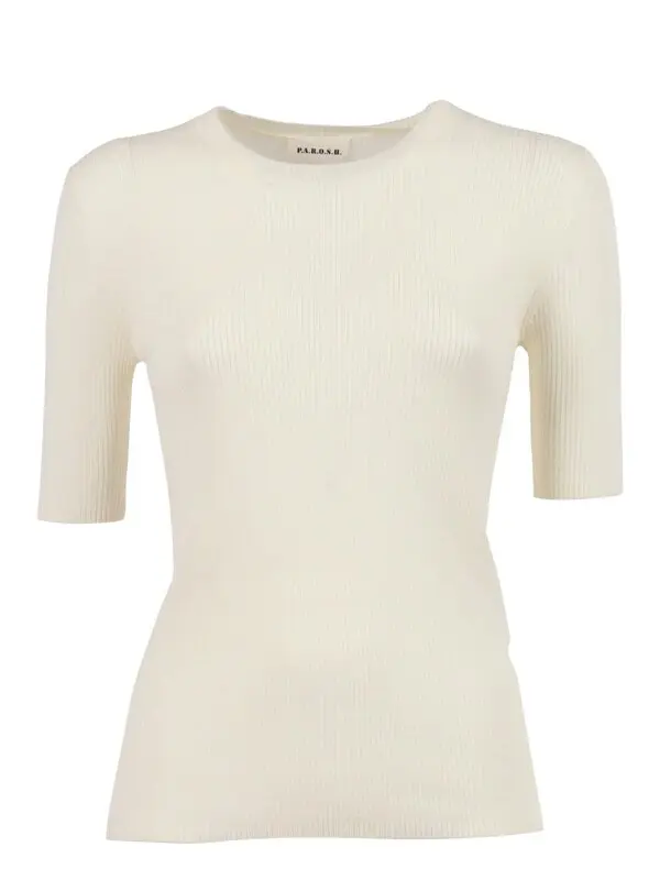 P.a.r.o.s.h Leila Ribbed T-shirt - White