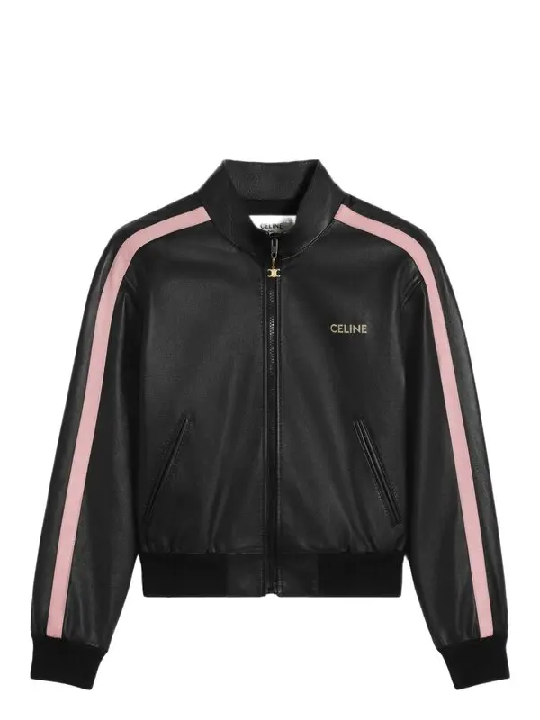 Celine Tracksuit Jacket In Soft Lambskin - Black