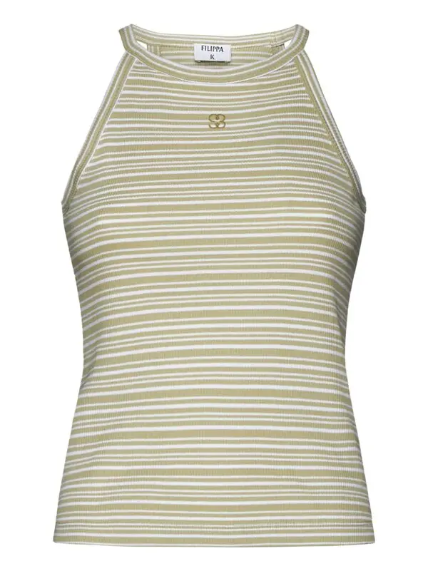 Filippa K Monogram Embroidered Striped Organic Cotton Tank Top - No