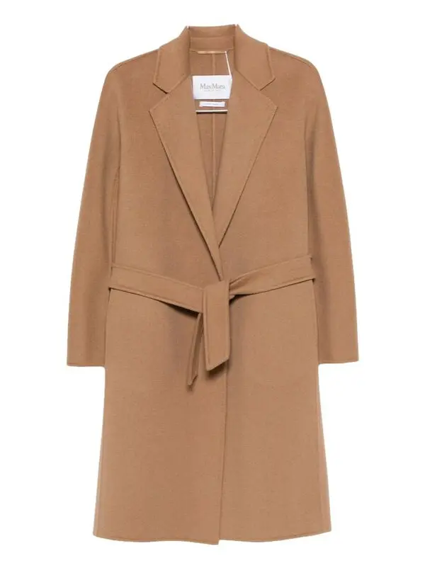 Max Mara Long Sleeved Belted Coat - Pink