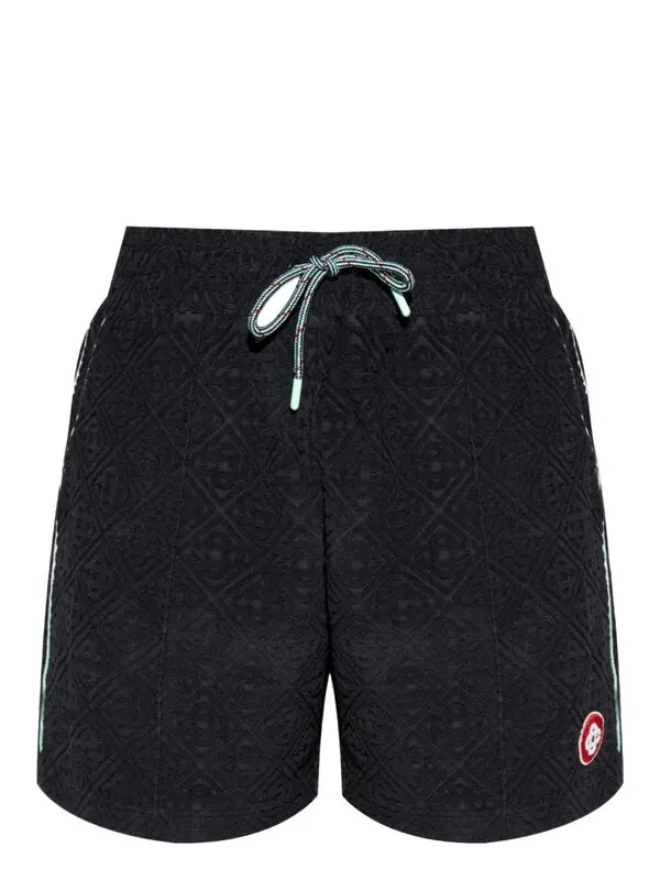 Casablanca Logo Embroidered Towelling Shorts - Black