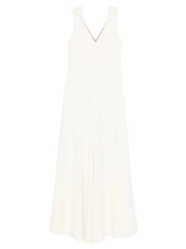 Brunello Cucinelli V-neck Maxi Dress - White