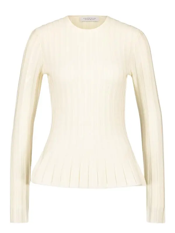 Gabriela Hearst Werner Ribbed Knit Long Sleeve Top - Ivory