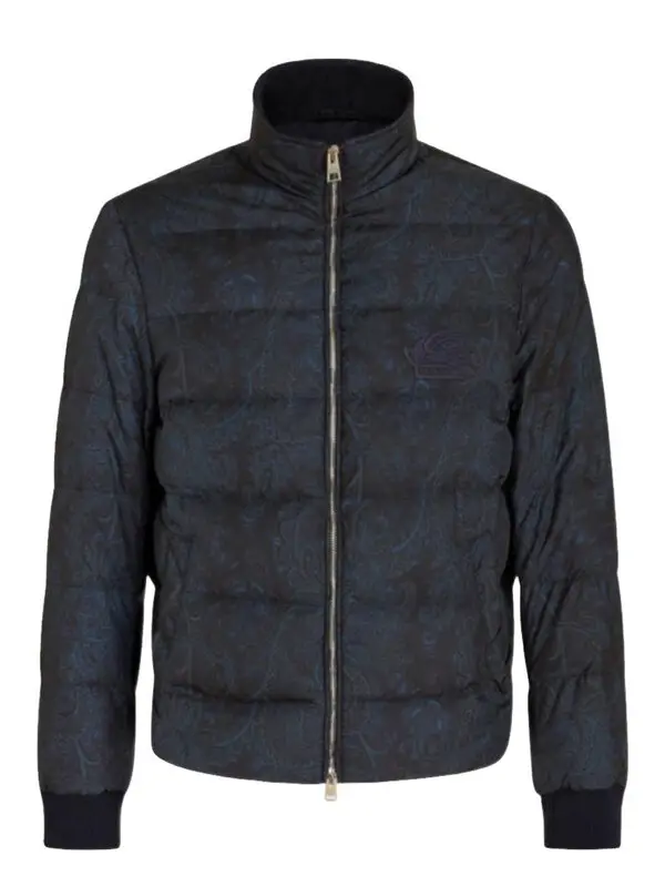 Etro Paisley-printed Zip-up Padded Jacket - Black