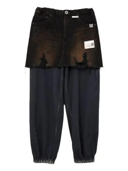 Mihara Yasuhiro Distressed Elasticated Waistband Trouser-skirt - Black
