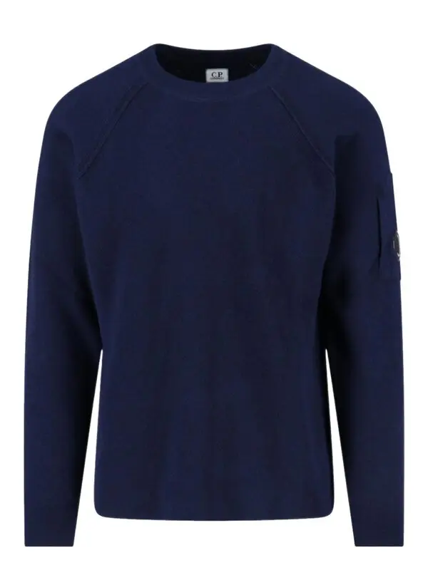 C.P. COMPANY Crew Neck Knitwear With Logo Patch Detail - Black