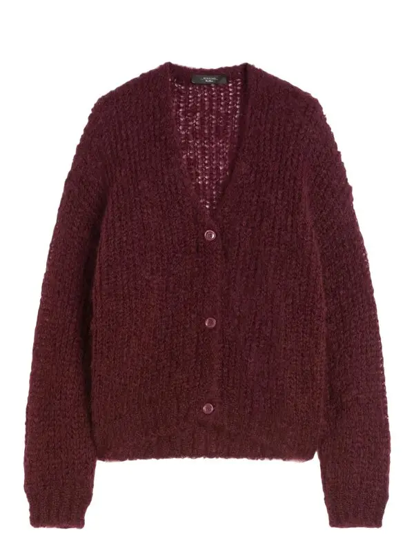 Max Mara V-neck Mohair Cardigan - Bordeaux Red