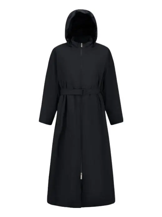 Herno Belted Hooded Coat - Black