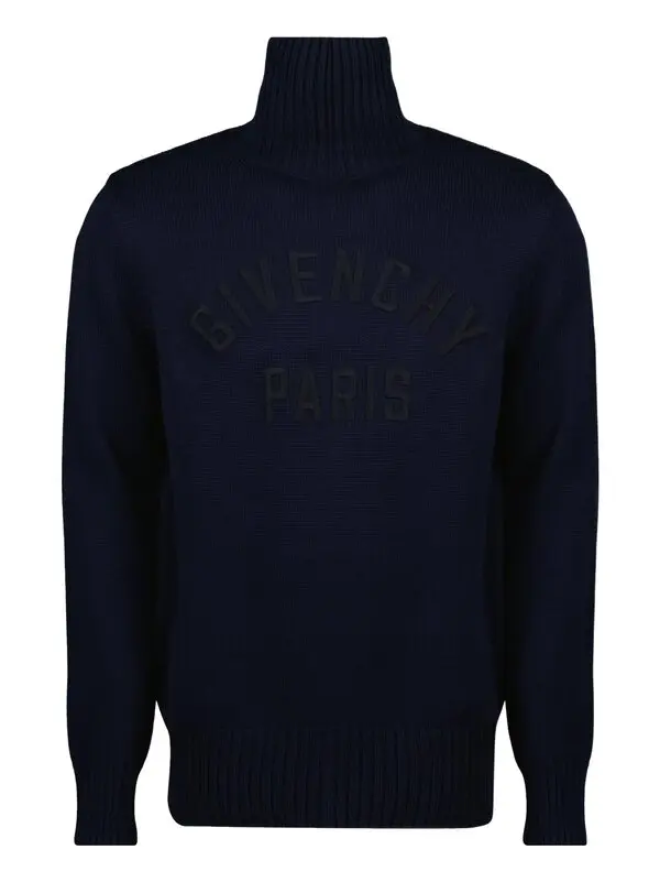 Givenchy Paris Turtleneck Knitted Jumper - Deep Navy Blue