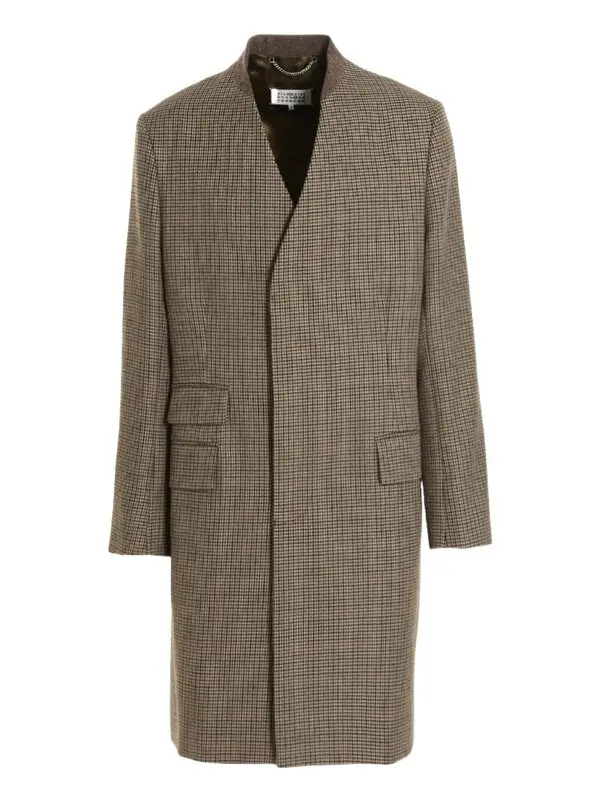 MAISON MARGIELA Checked Single-breasted Wool Coat - Brown