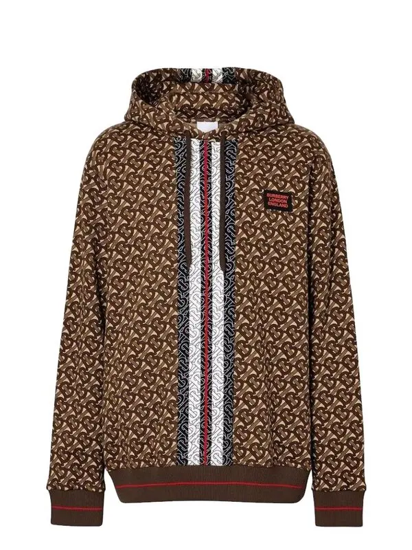 Burberry Striped Monogram-print Hoodie - Black