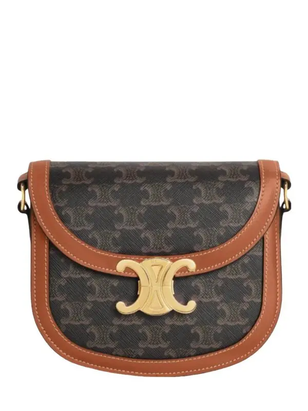 Celine Triomphe Canvas And Calfskin Teen Besace - Tan