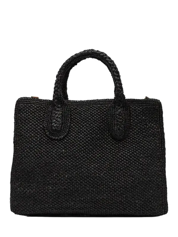IBELIV Raffia Tote Bag With Braided Handles - Black