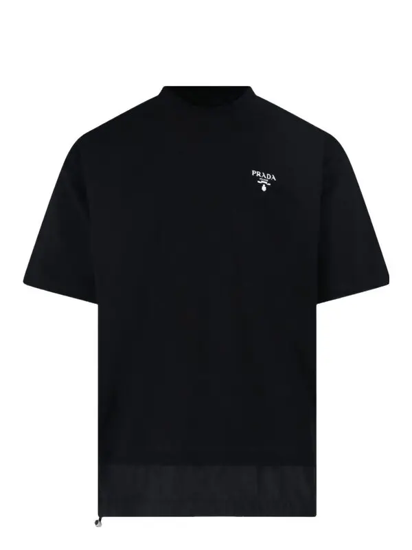 Prada Jersey And Re-nylon T-shirt - Black