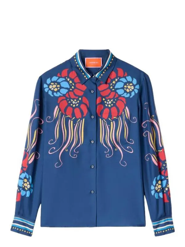 La DoubleJ Printed Silk Shirt - Blue