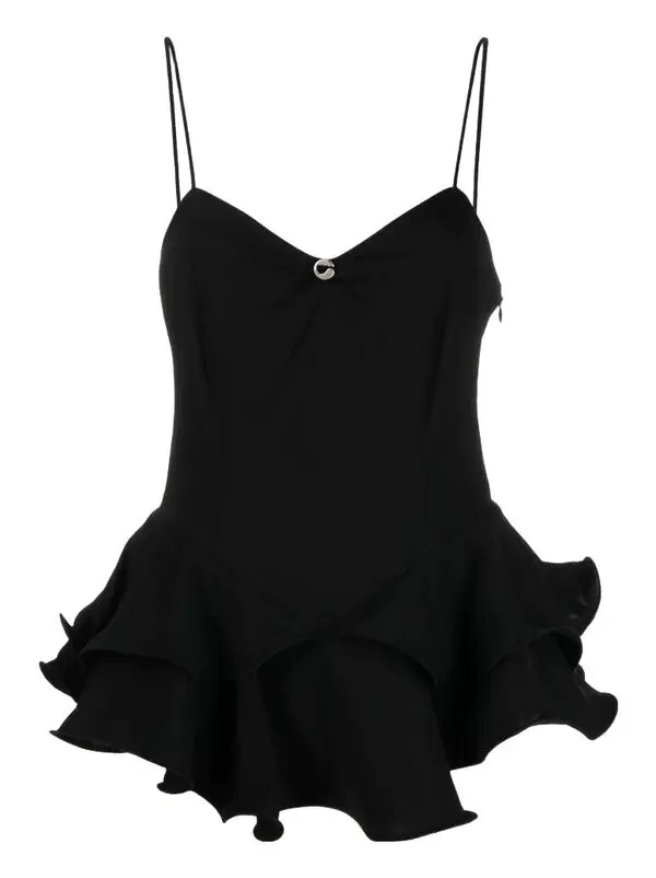 Coperni Ruffle Embellished Sleeveless Top - Black