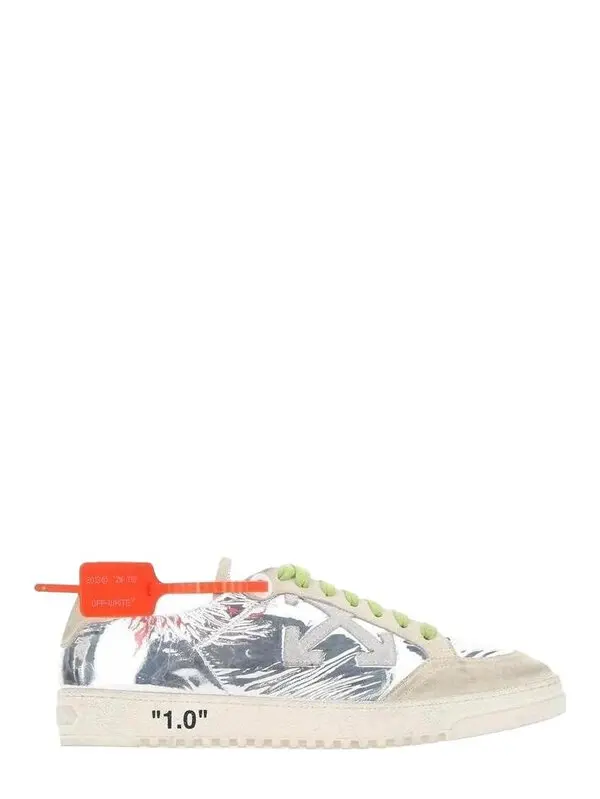 Off-White Arrow 2.0" Metallic Low Top Sneakers - White
