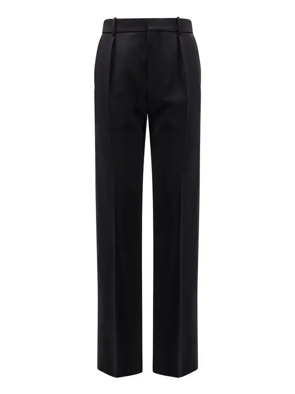 Saint Laurent Pleat Detailed Straight Leg Trousers - Black