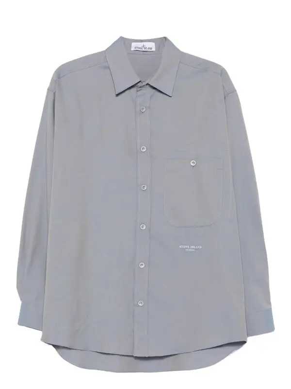 Stone Island 1100003 Patch-pocket Button-down Shirt - Blue