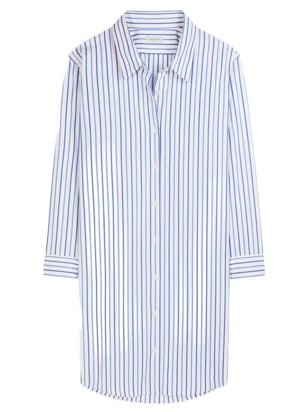 Dries Van Noten Striped Cotton Shirt Dress - White