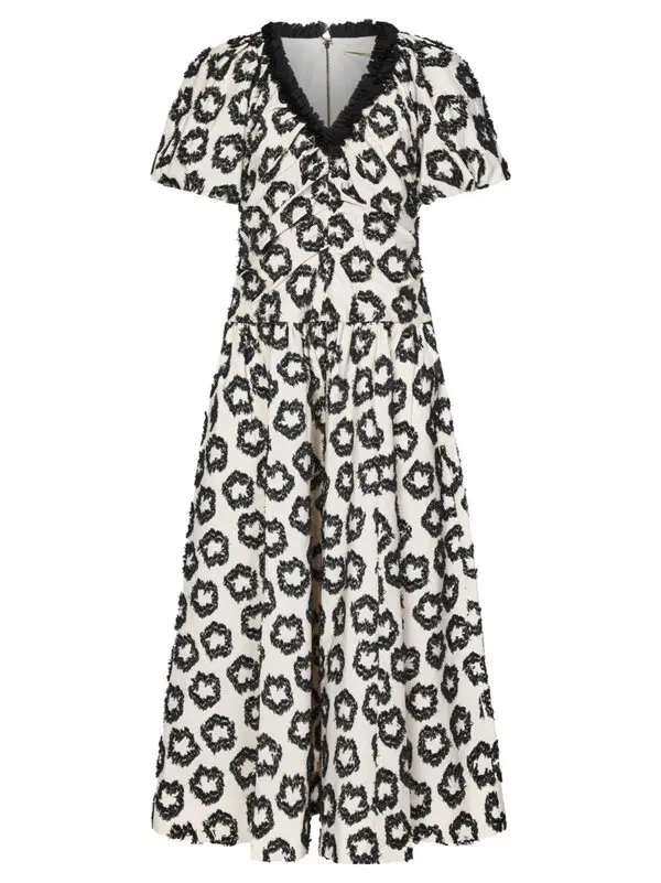 Ulla Johnson Embroidered Jacquard Midi Dress - White