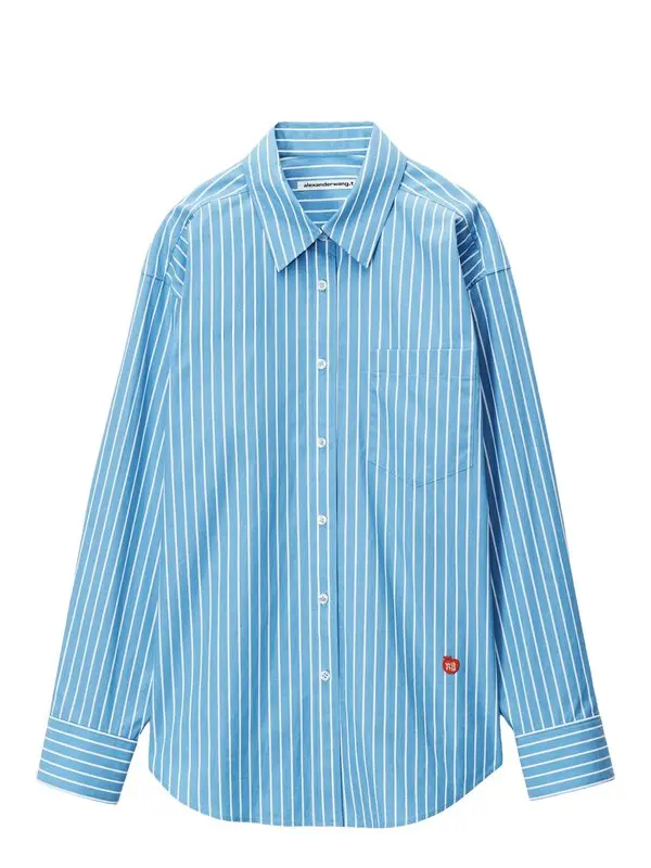 Alexander Wang Logo Patch Boyfriend Shirt - Blue