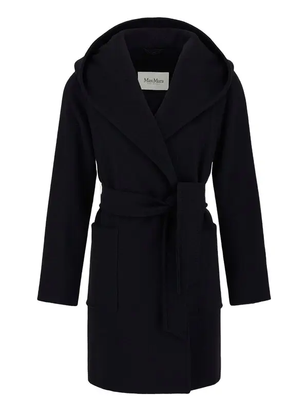 Max Mara Belted Long-sleeved Coat - Black