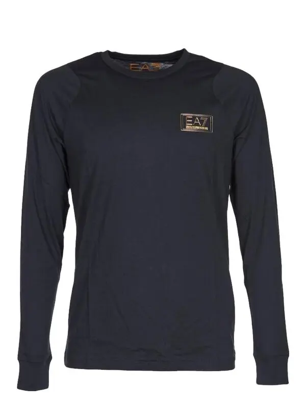 EA7 Logo Embroidered T-shirt - Black