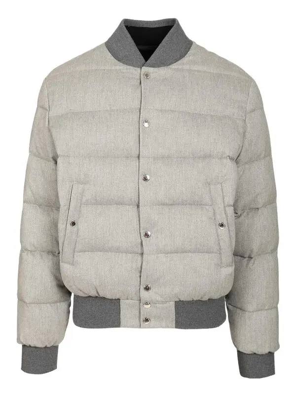 Dolce & Gabbana Quilted Cotton Padded Bomber Jacket - Grey