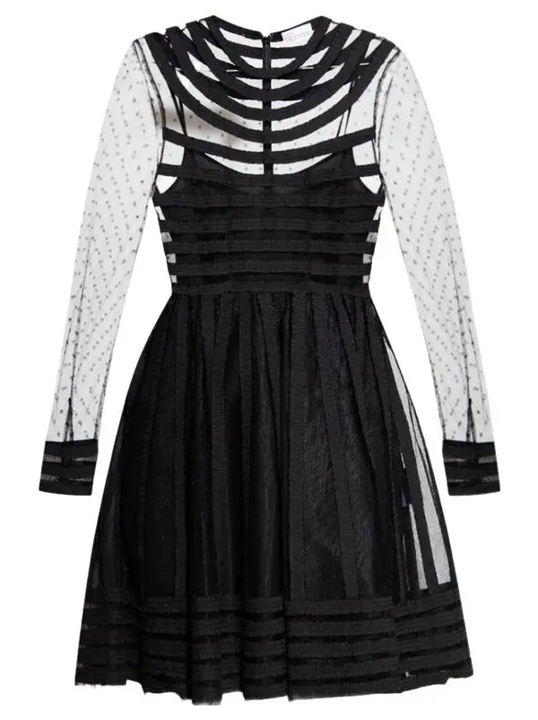 Red Valentino Tulle Long-sleeved Dress - Black