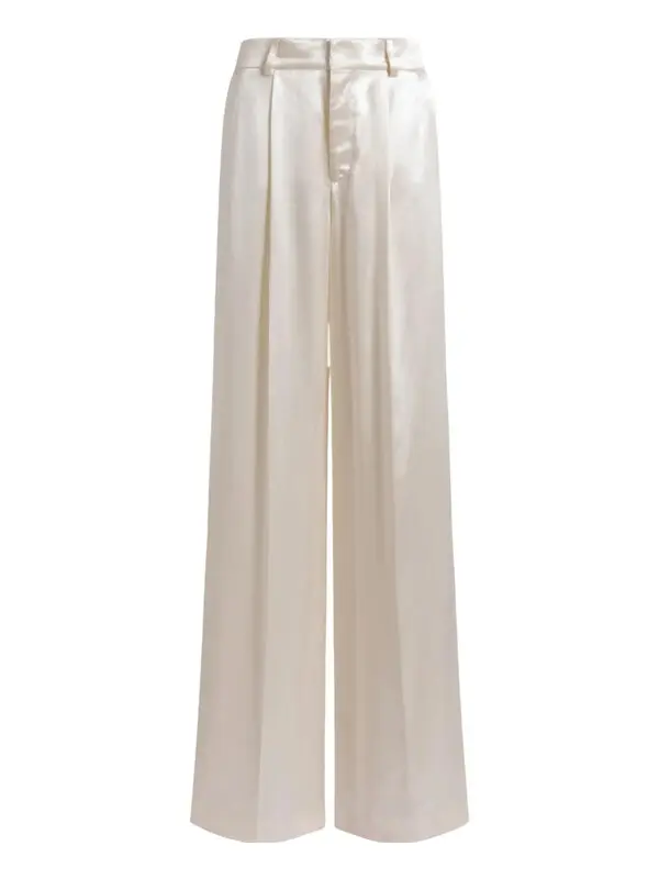 Alberta Ferretti High-waist Wide-leg Satin Pants - Nude