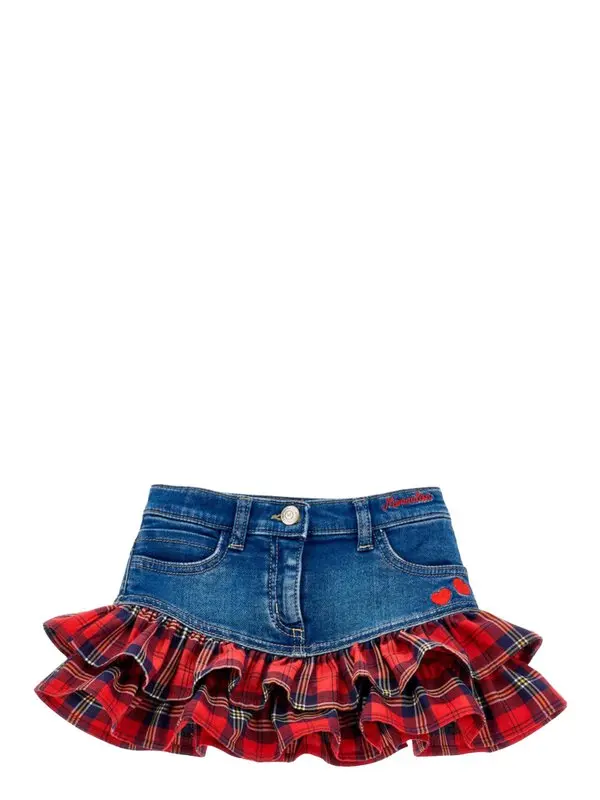 Monnalisa Heart Ruffled Mini Skirt - Blue