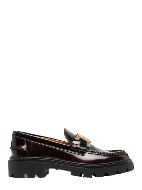 TOD'S Logo Plaque Slip-on Loafers - Red