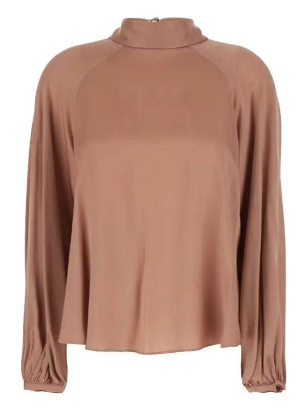 SEMICOUTURE Open Back Bow Detail Blouse - Beige