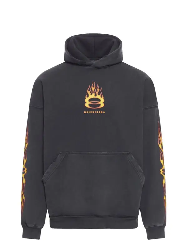Balenciaga Flame Graphic Hoodie - Black